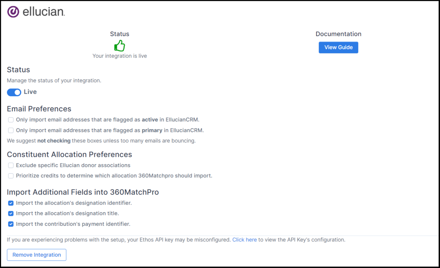 Does Double the Donation integrate with CRM Advance by Ellucian?